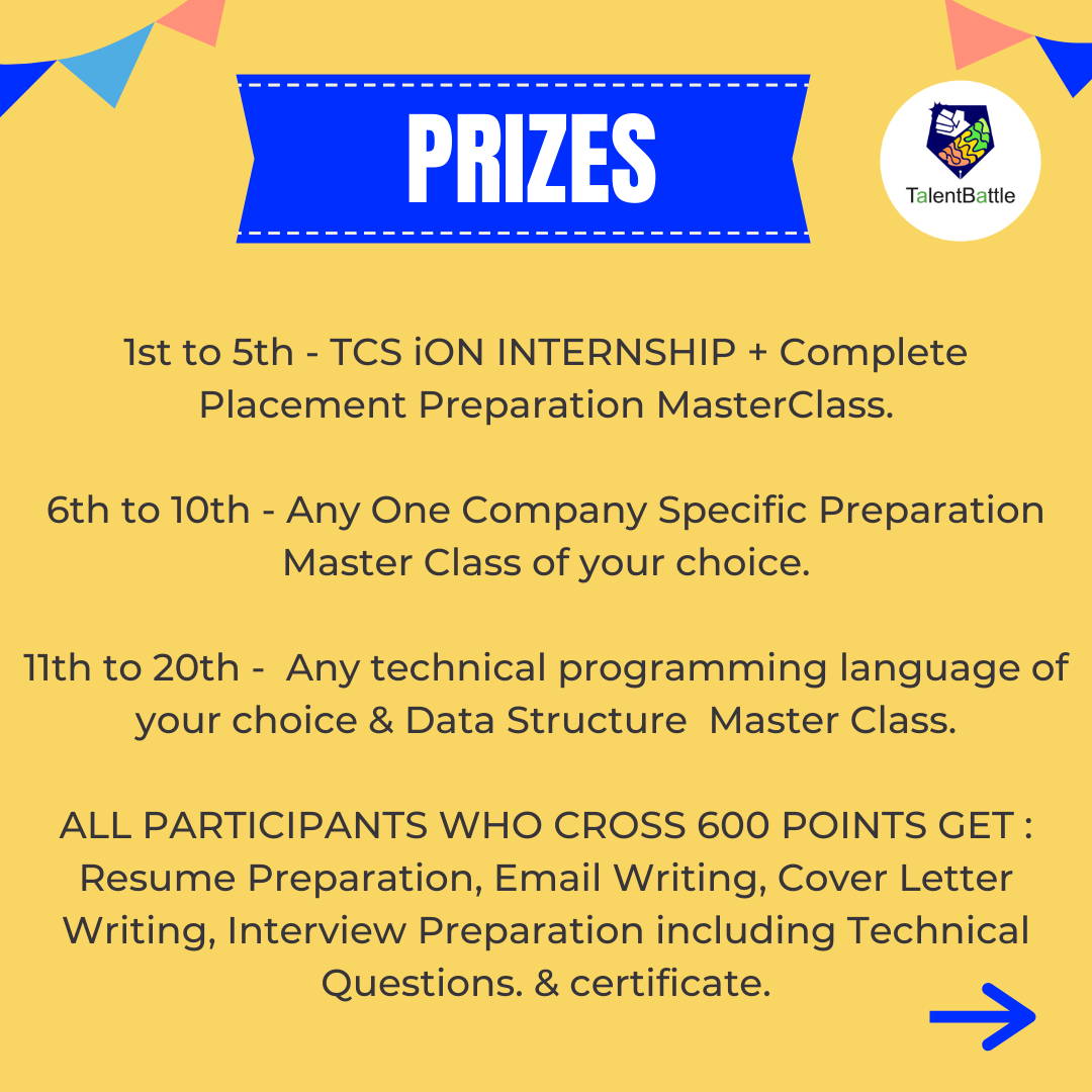Talent Battle Contest - Win TCS iON Internship and Preparation Packages!